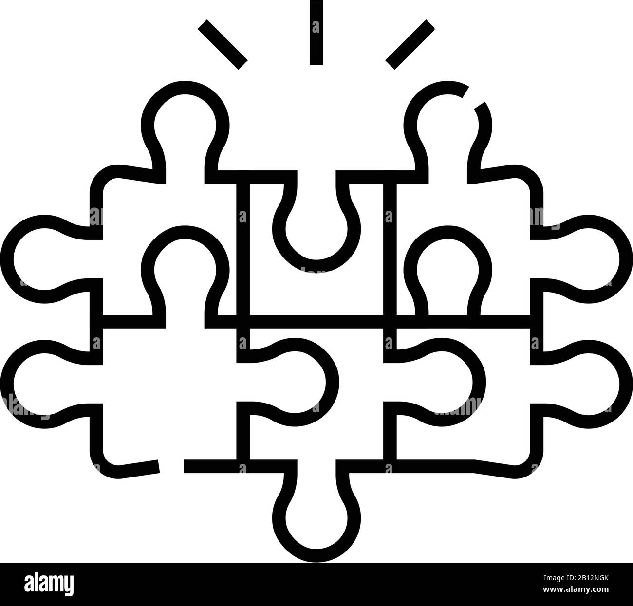 Completed puzzle line icon, concept sign, outline vector illustration ...