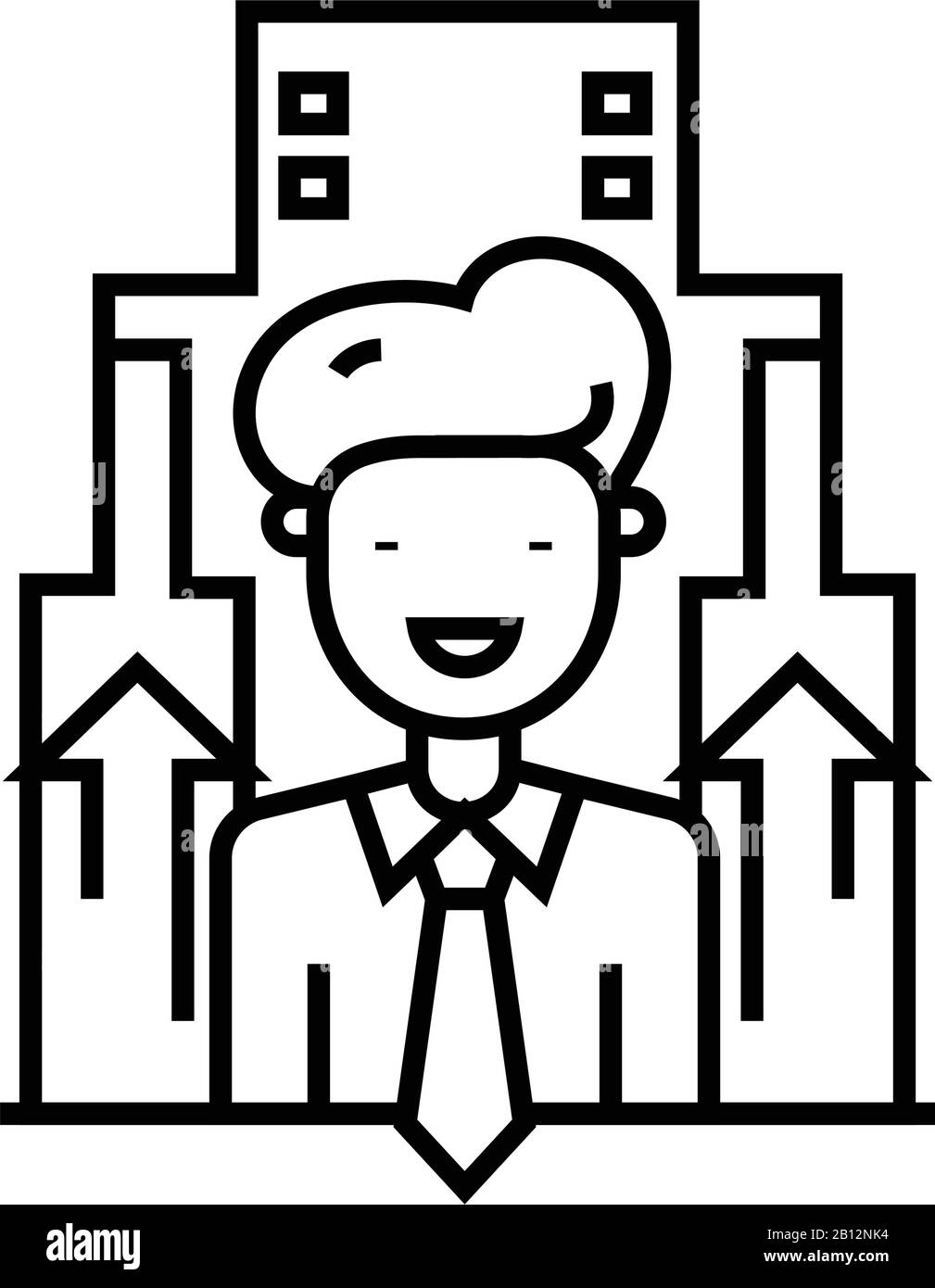 Career growth line icon, concept sign, outline vector illustration ...