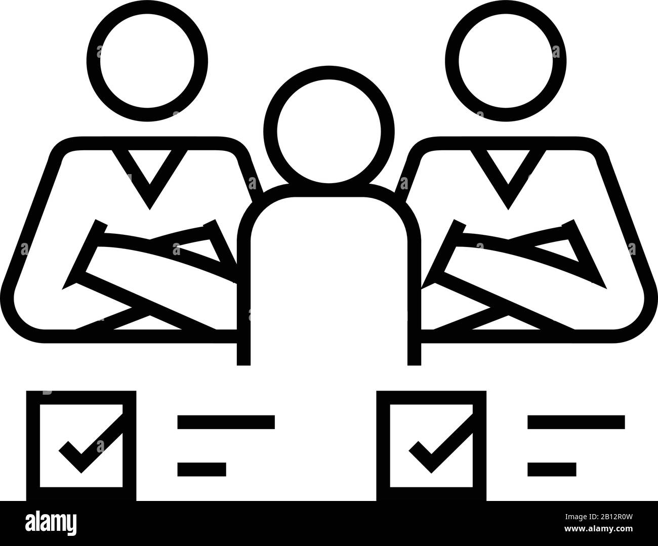 Collective tasks line icon, concept sign, outline vector illustration ...