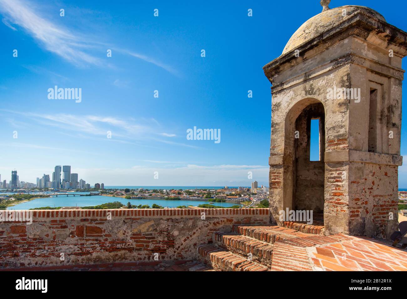 Colombia, scenic view of Cartagena cityscape, modern skyline, hotels ...