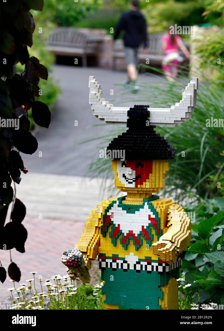 Children and adults in the amusement park Legolandc in Billund, Denmark ...