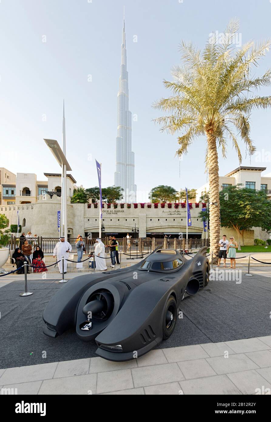 Batmobile,Batman at the Dubai Classic Motor Show,Burj Khalifa,828m high ...