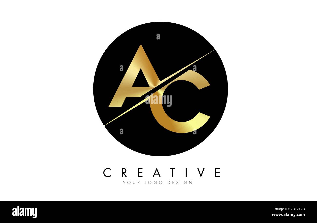 AC A C Golden Letter Logo Design with a Creative Cut. Creative logo ...