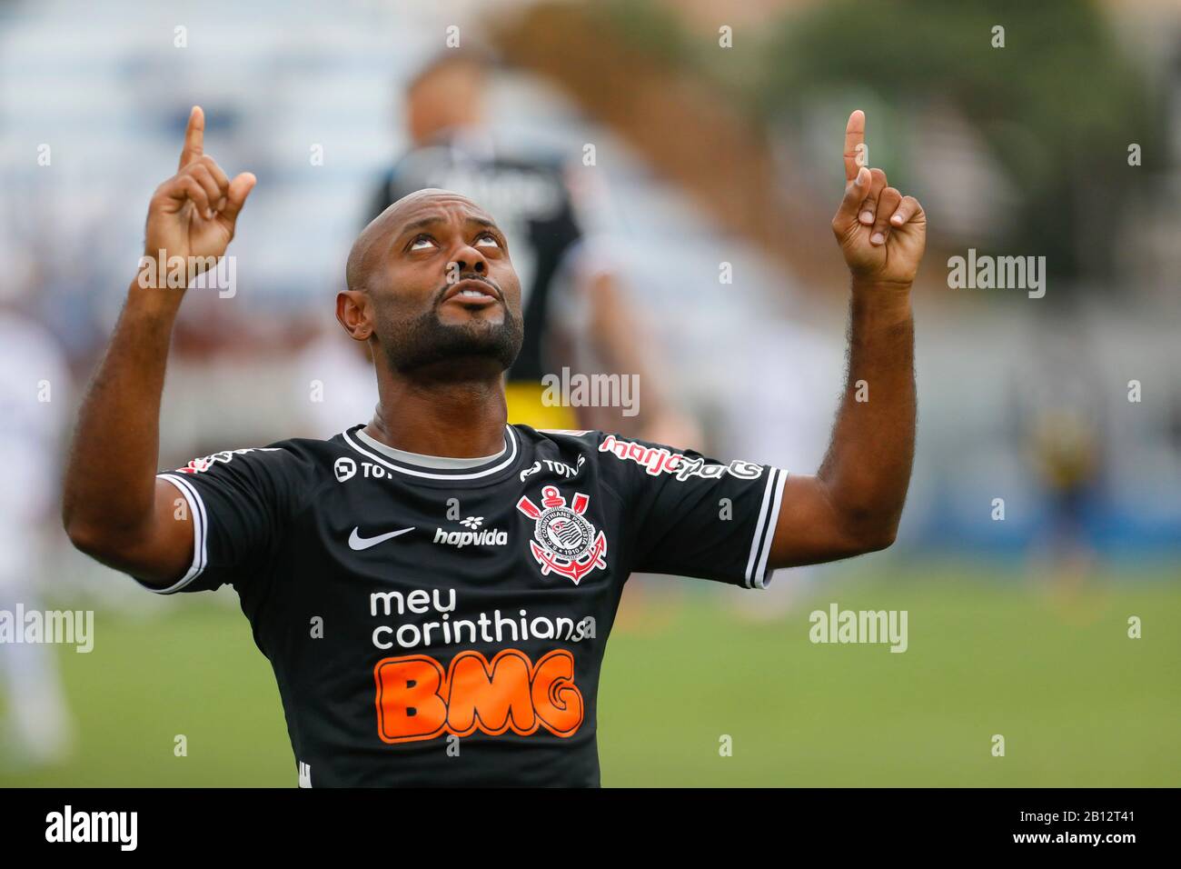 Diadema, Brazil. 22nd Feb, 2020. Vagner Love celebrates his goal during ...