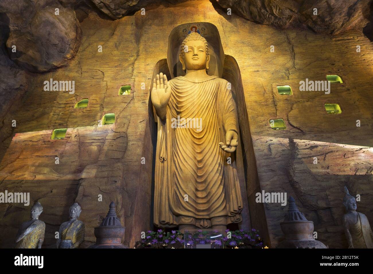 Buddha Statue in underground cavern of Wat Saket or Phu Khao Thong ...