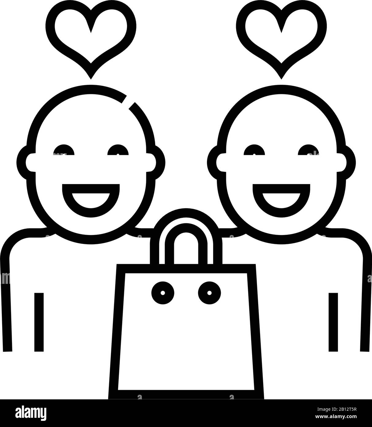 Client purchase line icon, concept sign, outline vector illustration ...