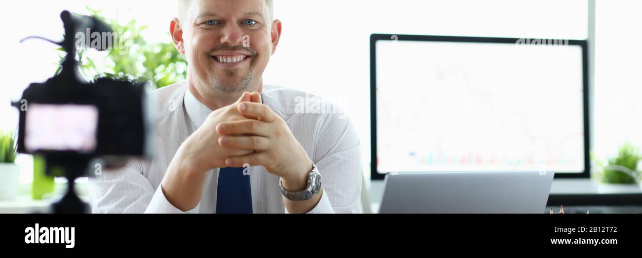 Manager at modern workplace Stock Photo - Alamy