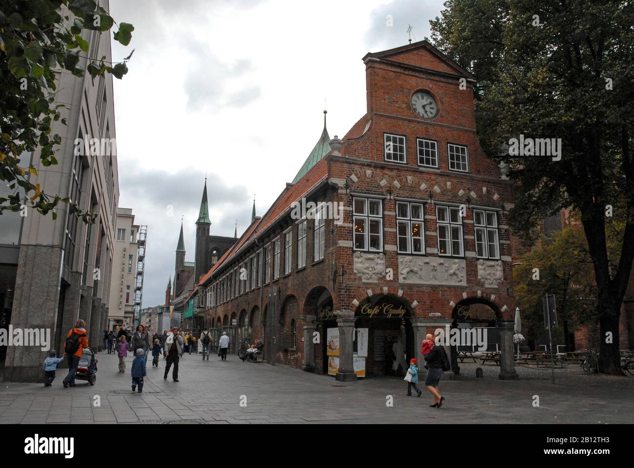 One ofd the main shopping streets in Lubeck, Schleswig-Holstein ...