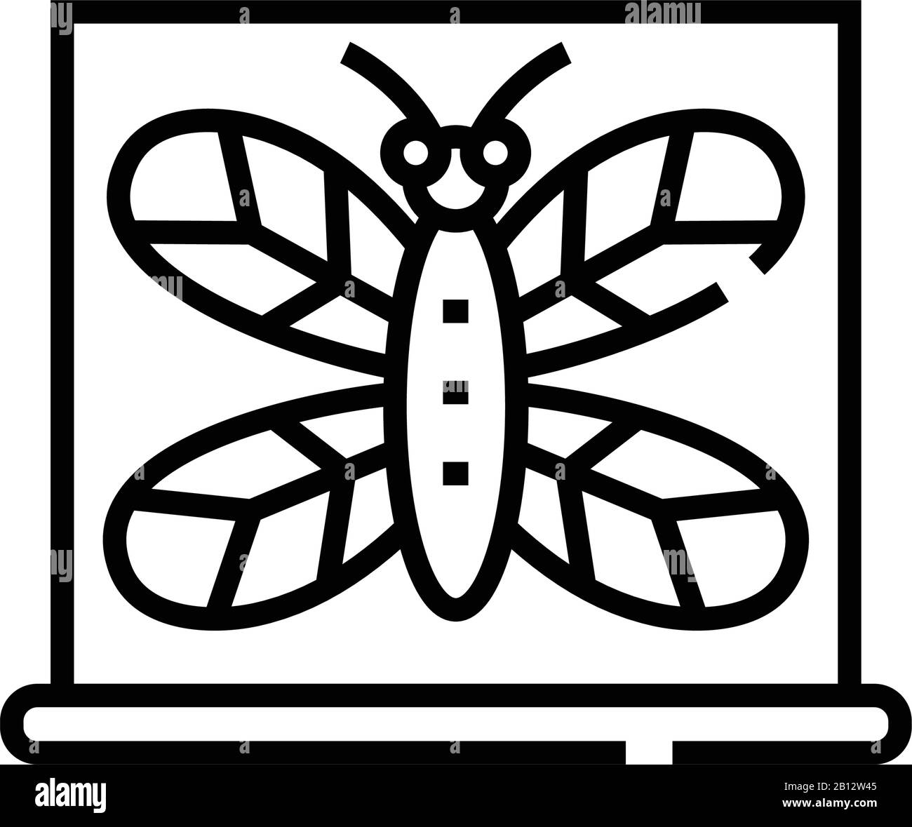 Bug research line icon, concept sign, outline vector illustration ...
