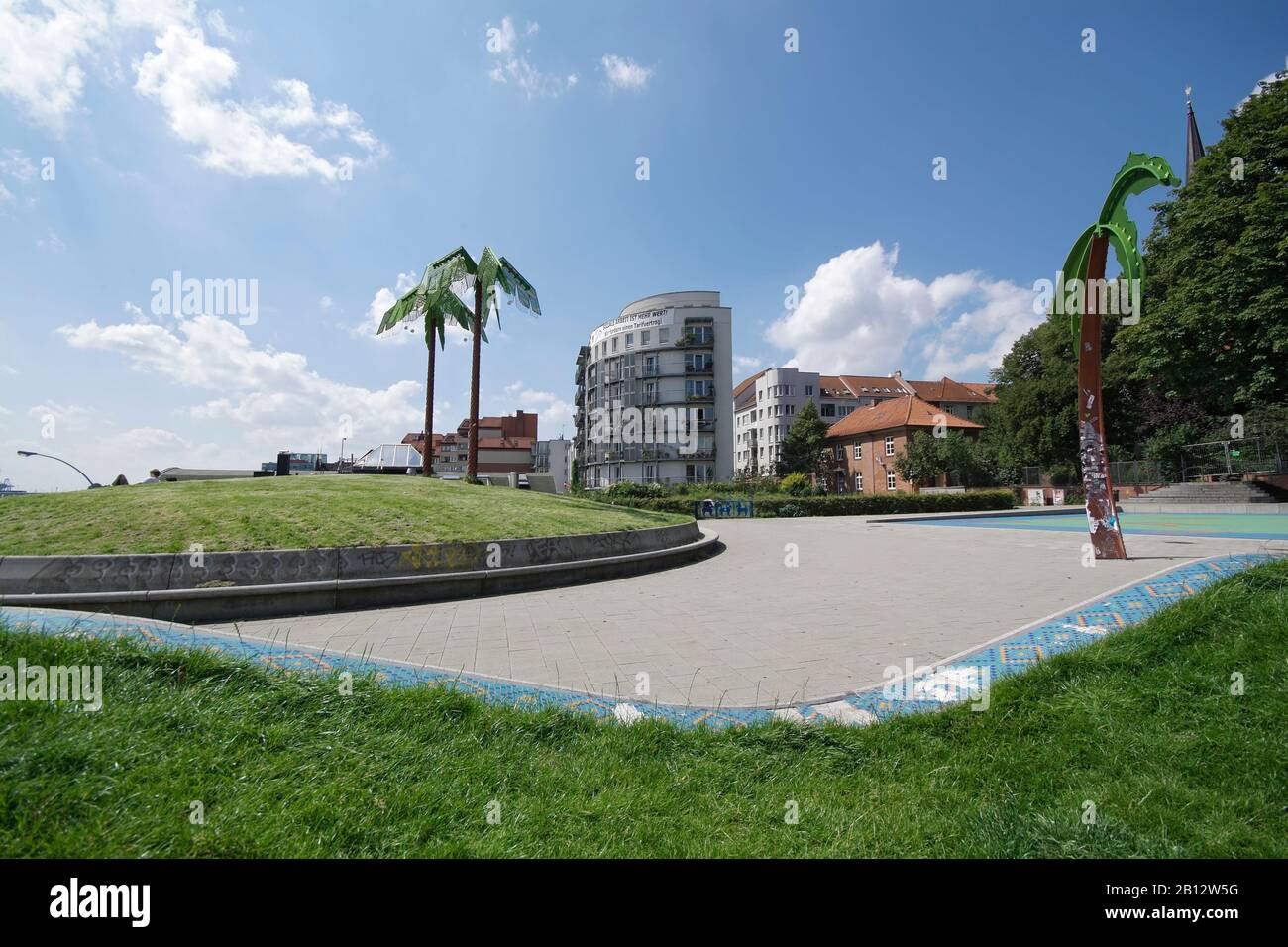 Steel palm trees at the Antoniparkt,St. Pauli,Hamburg,Germany Stock ...