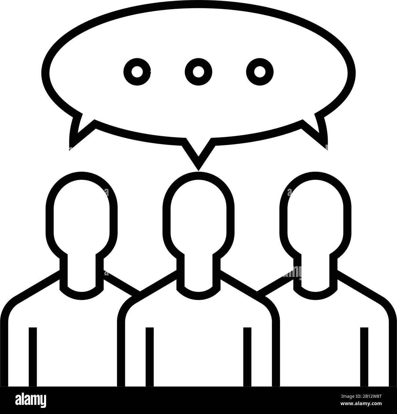 Collective thinking line icon, concept sign, outline vector ...