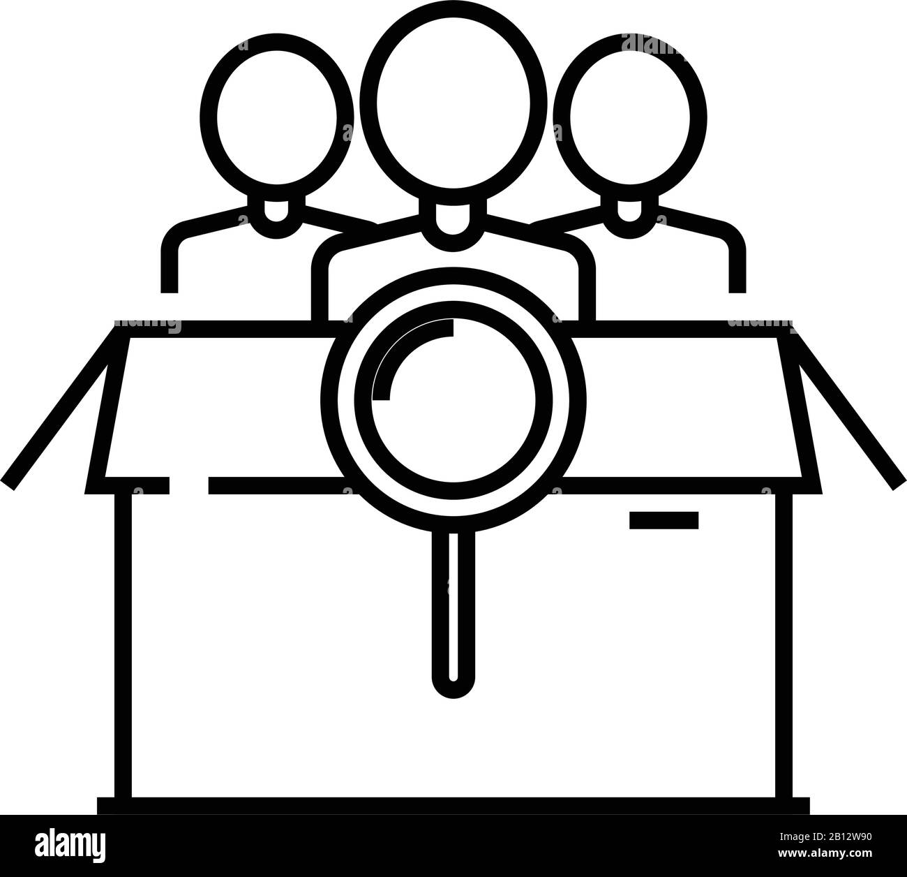 Collective searching line icon, concept sign, outline vector ...