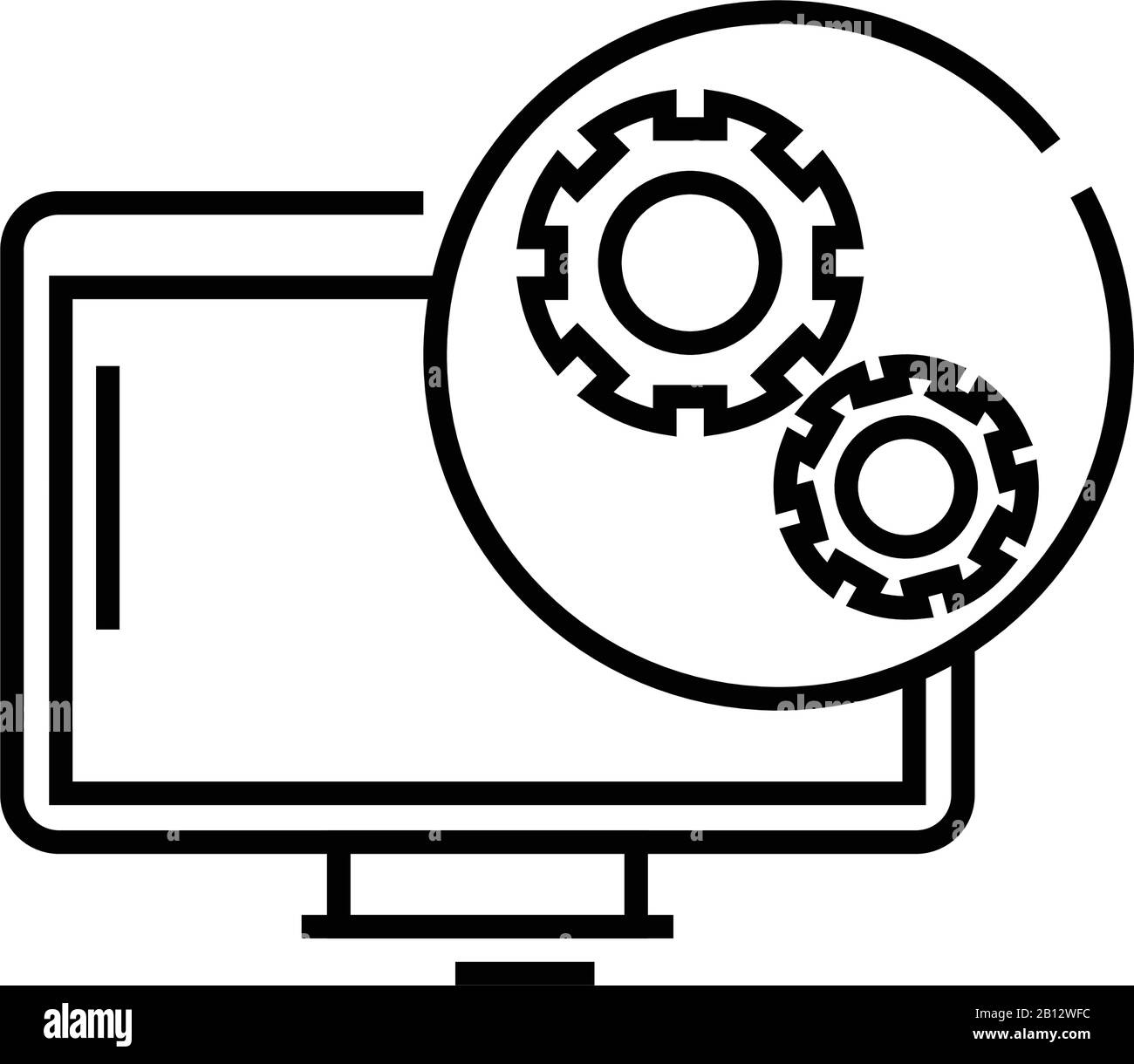 Computer settings line icon, concept sign, outline vector illustration ...