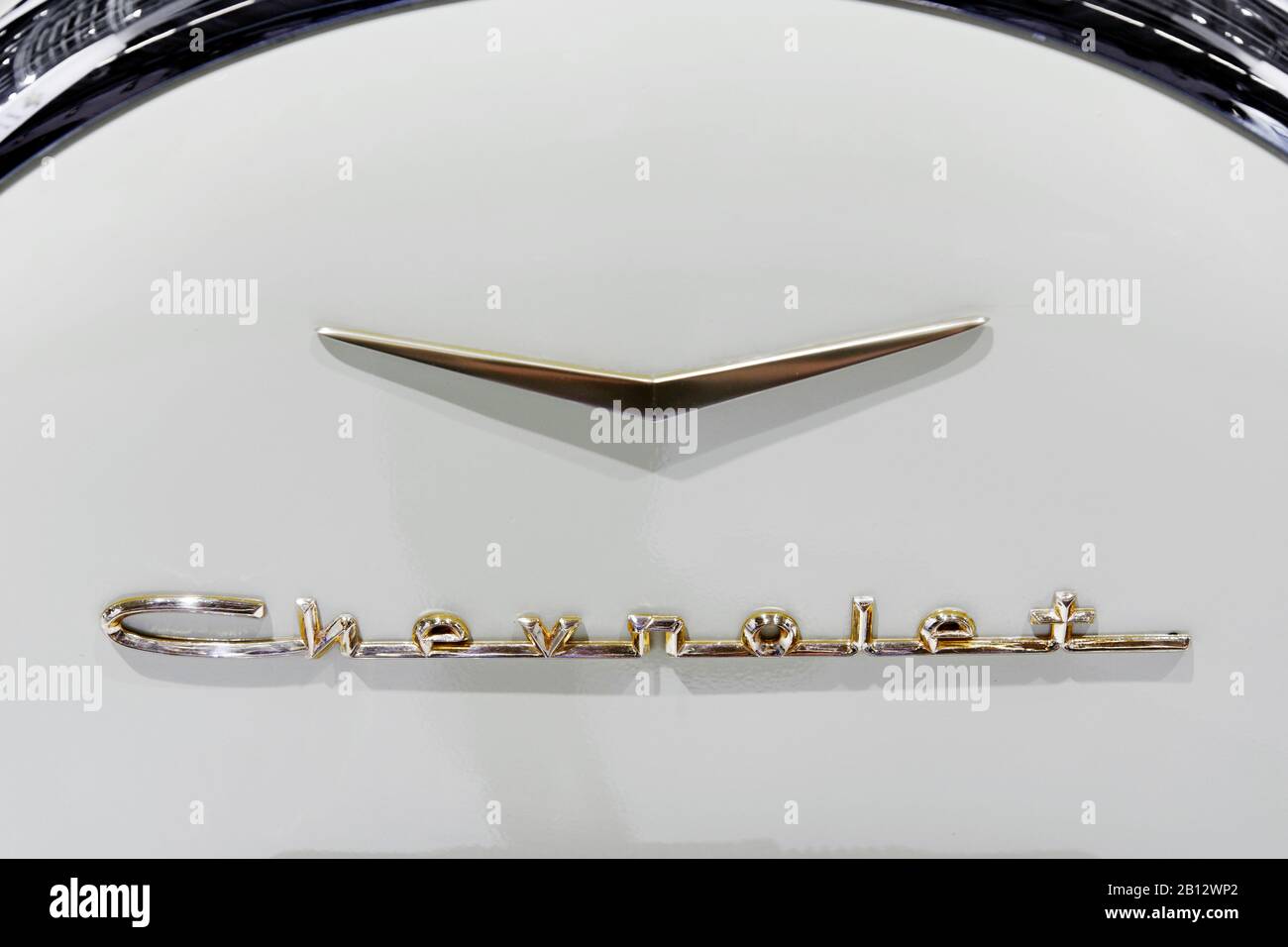 Chevrolet trademark in gold letters on historic vehicle hi-res stock ...