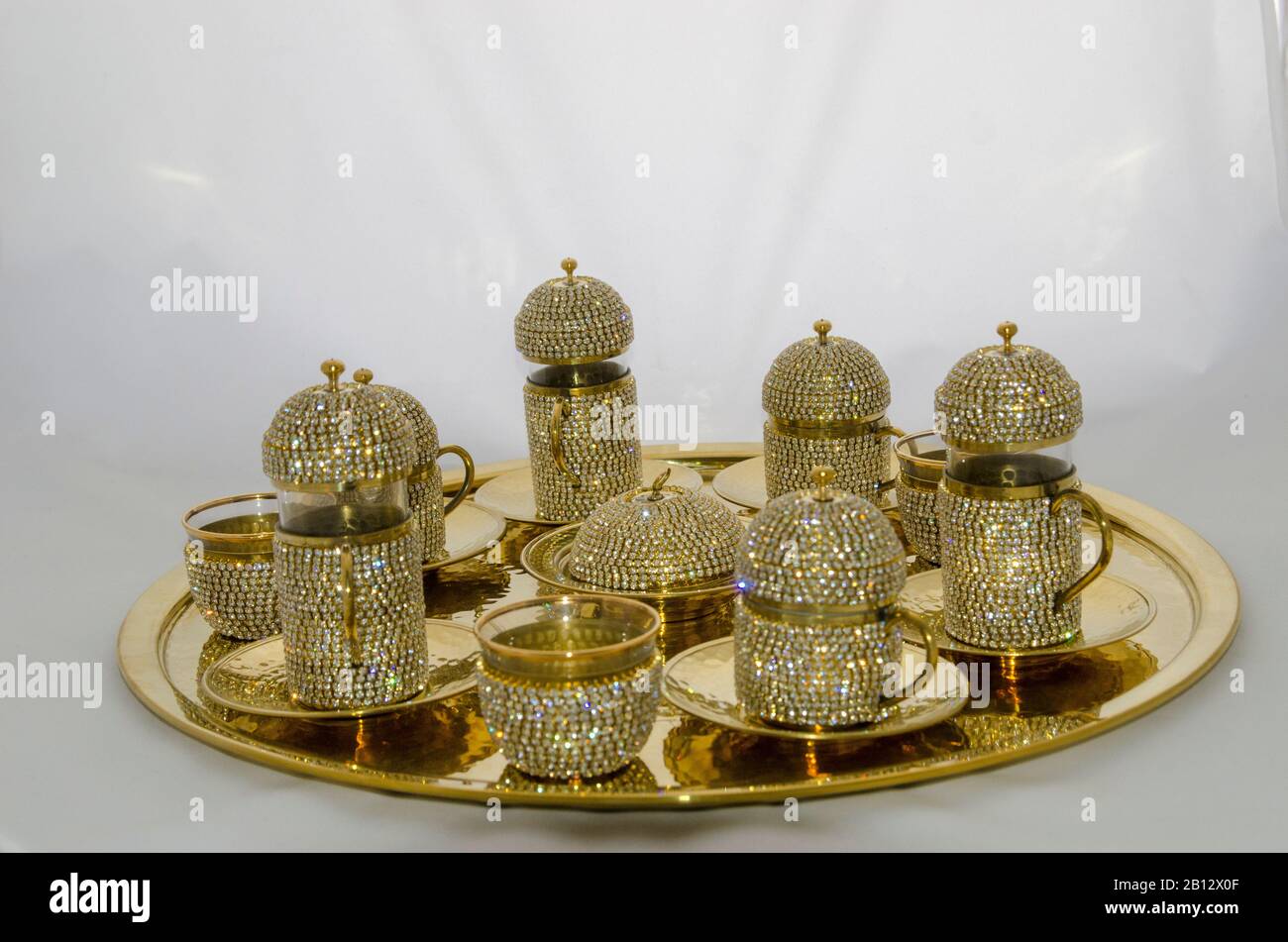 Golden Turkish Coffee Set Stock Photo - Alamy