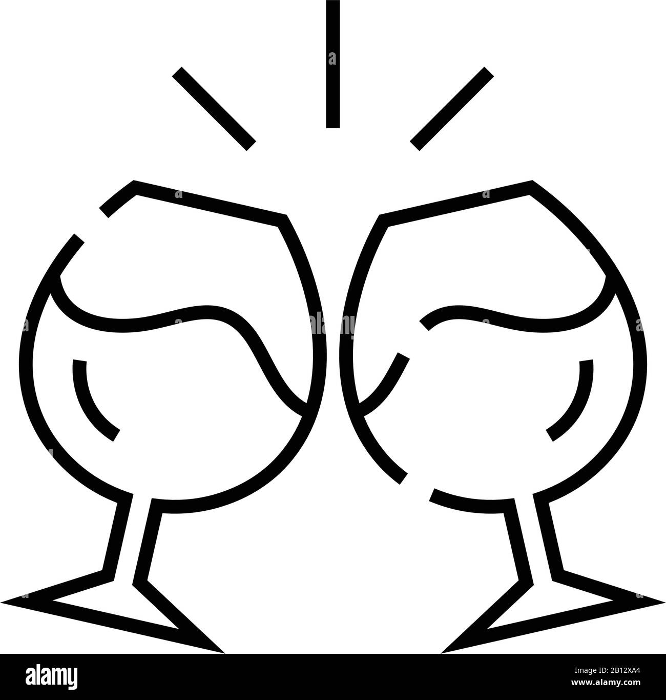 Clinking of glasses line icon, concept sign, outline vector ...