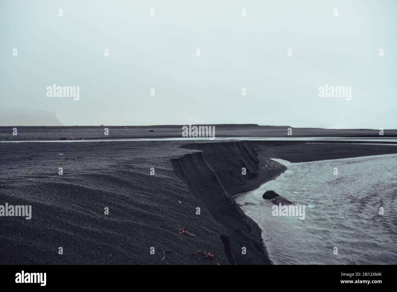 Small black sand cliffs on the south coast of Iceland at Solheimasandur ...