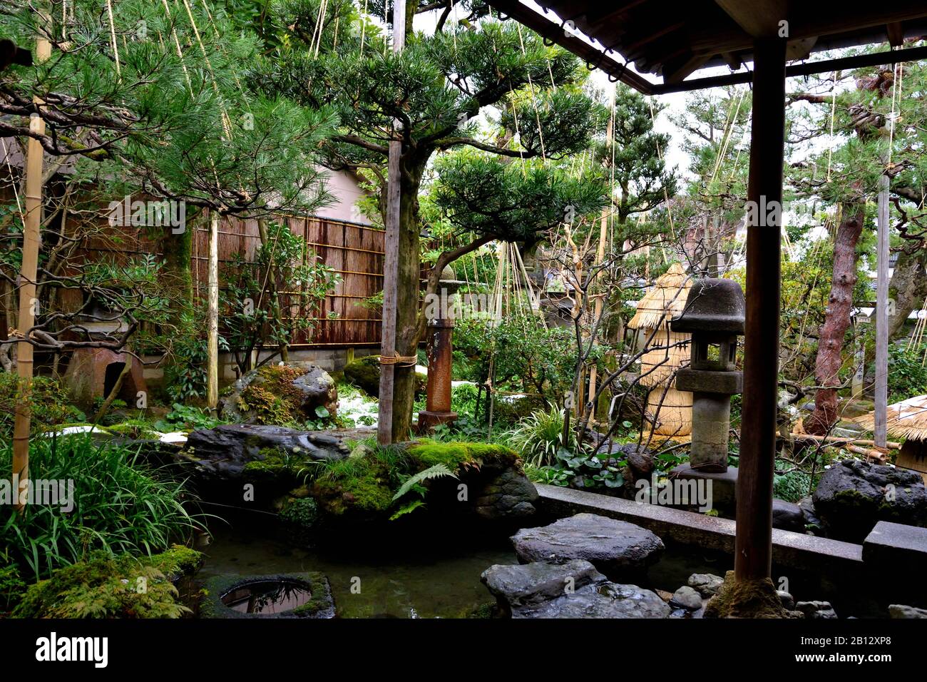 View of the garden in the Nomura samurai house, Kanazawa Stock Photo ...