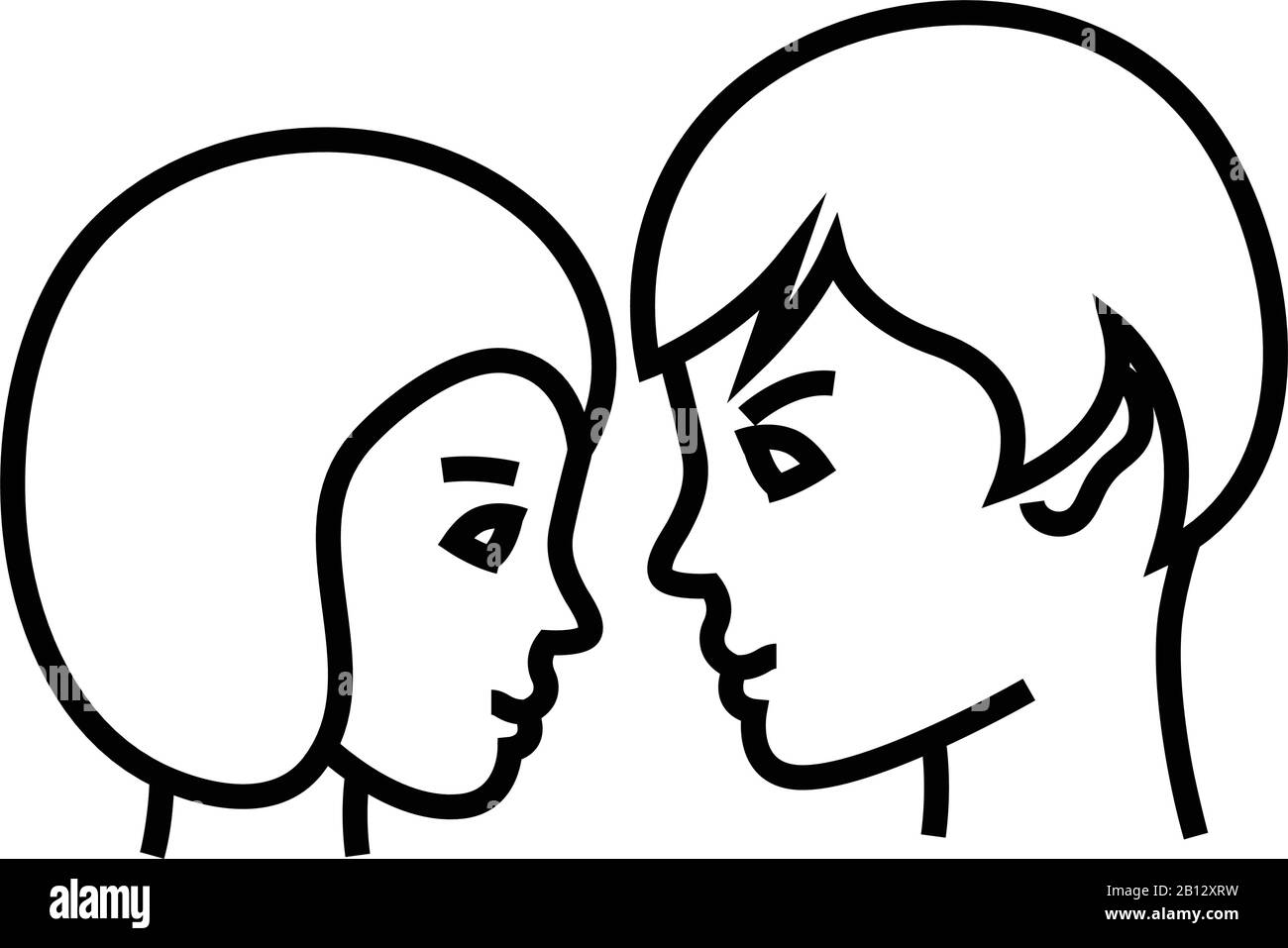 Classmates relations line icon, concept sign, outline vector ...