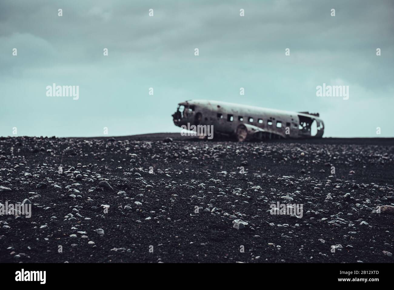 The crashed U.S. Navy Dakota (C-117) plane wreckage at Solheimsandur ...