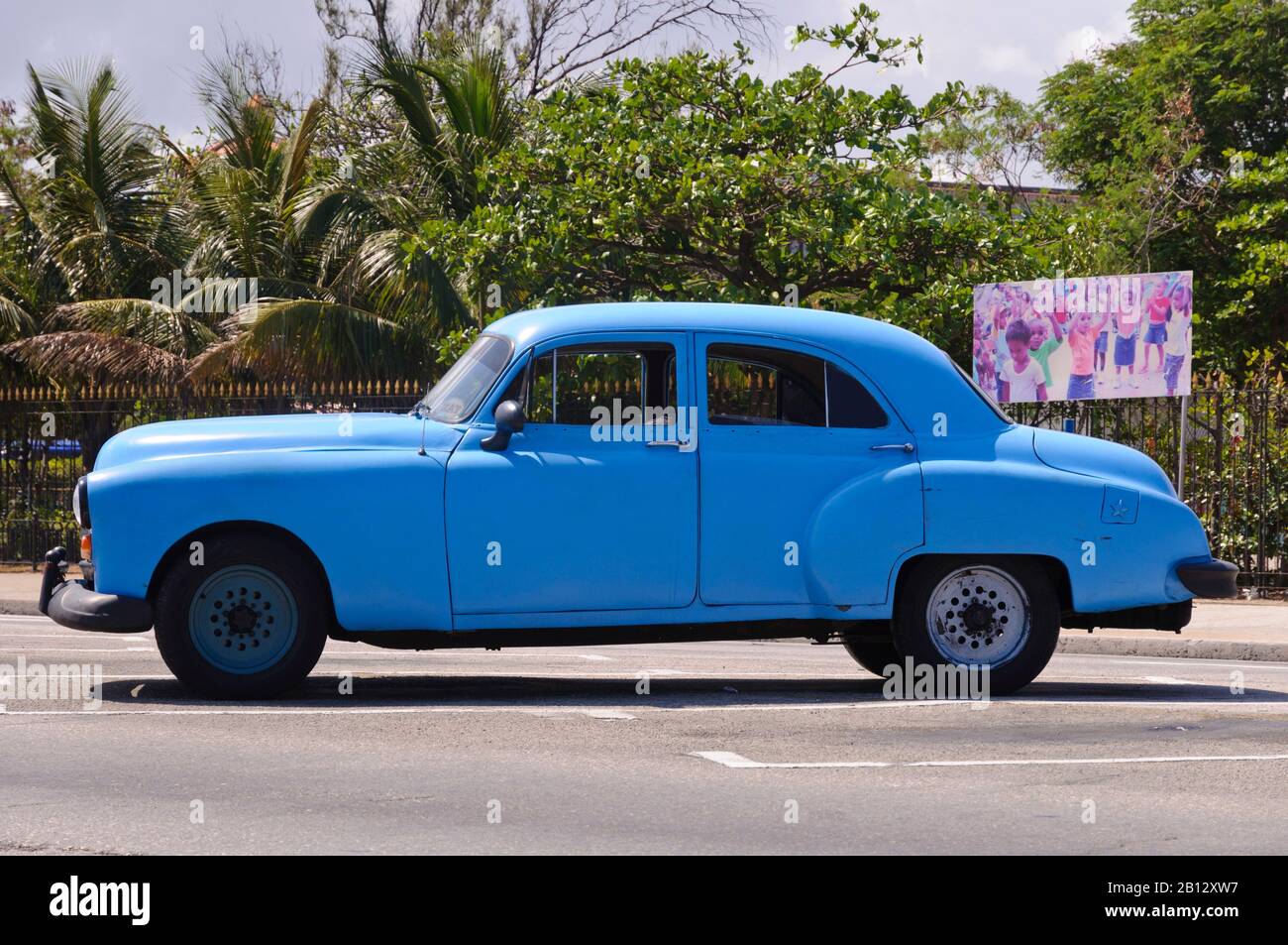 Blue Vintage Car,Havana,Cuba,Caribbean Stock Photo - Alamy
