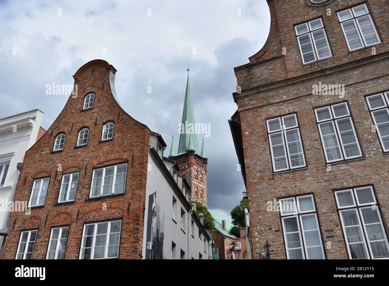 Stately buildings built in brick with large windows, Lübeck Stock Photo ...