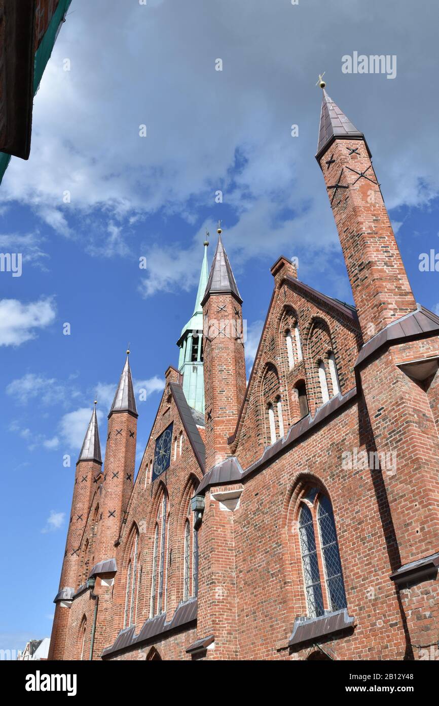 Holy Spirit Hospital, built in gothic style of red brick Stock Photo ...