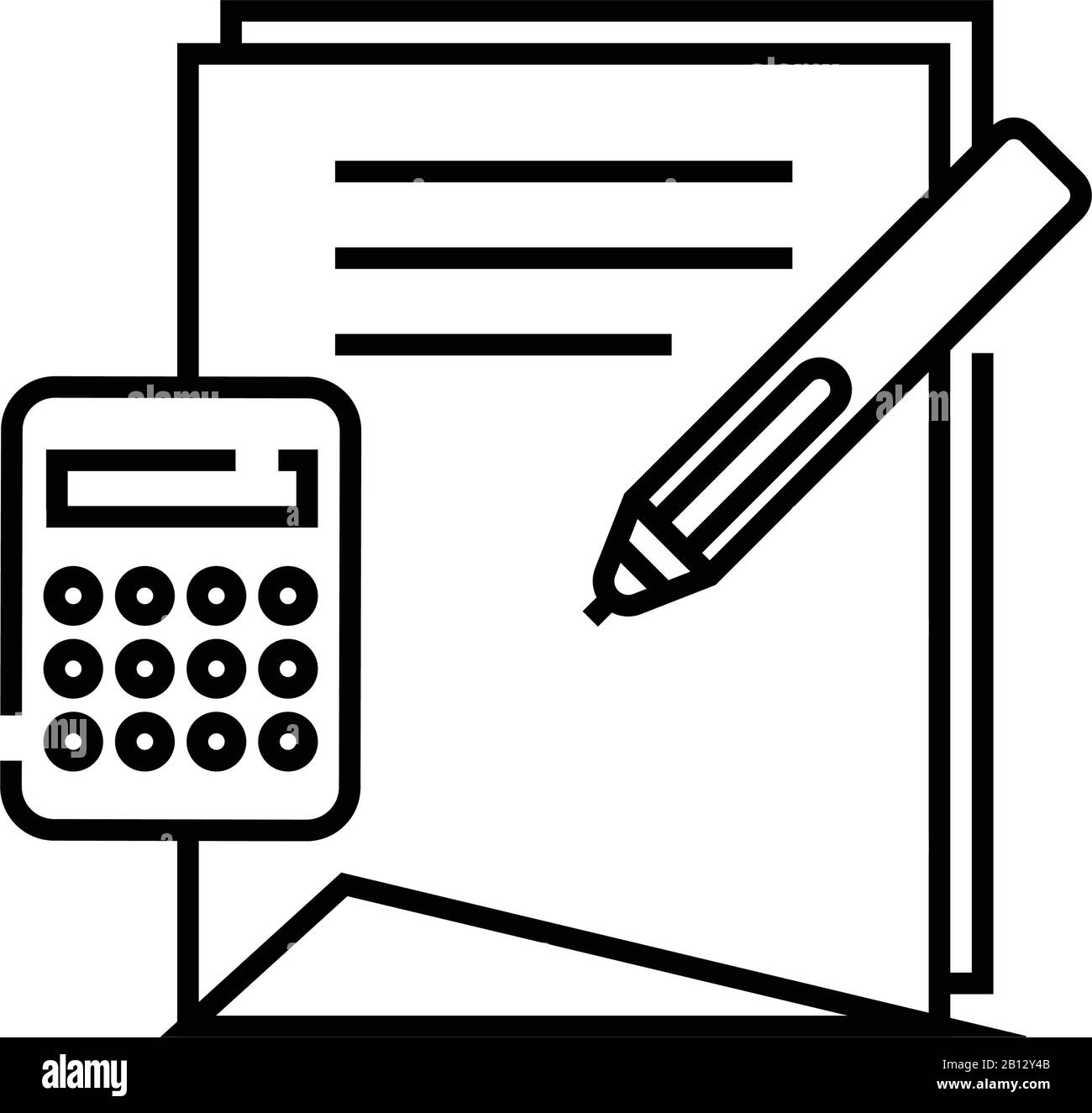 Calculation process line icon, concept sign, outline vector ...