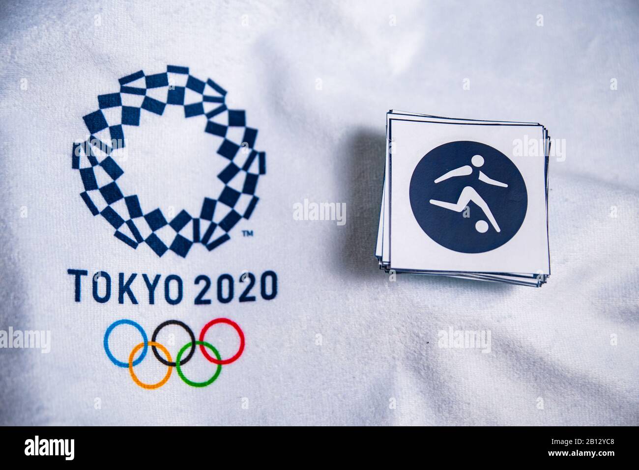 TOKYO, JAPAN, JANUARY. 20. 2020: Football Icon for summer olympic Game ...