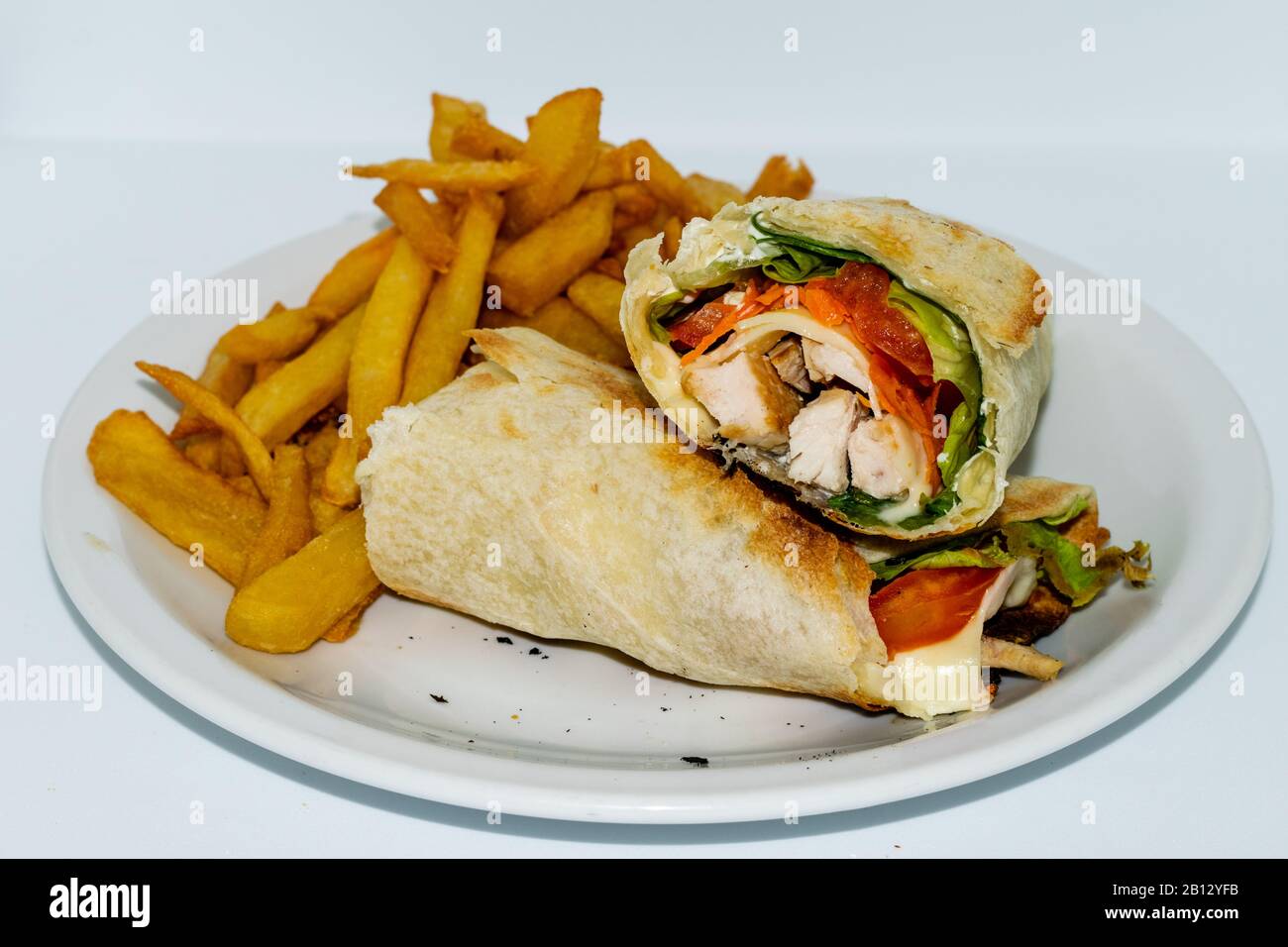 Chicken wraps and french fries Stock Photo - Alamy