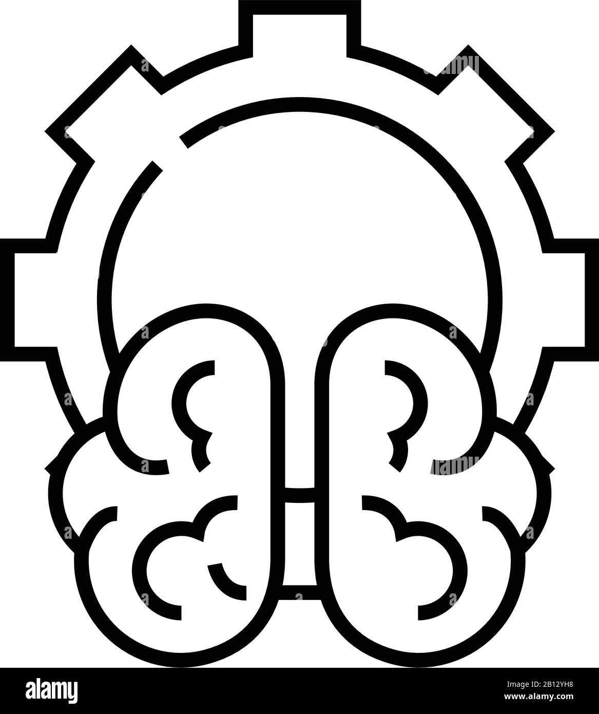 Brain setup line icon, concept sign, outline vector illustration ...