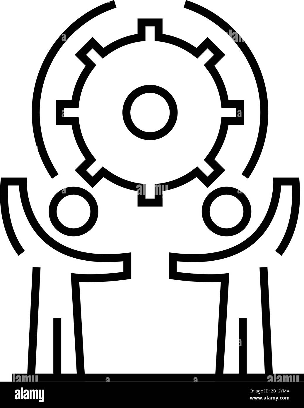 Common work line icon, concept sign, outline vector illustration ...