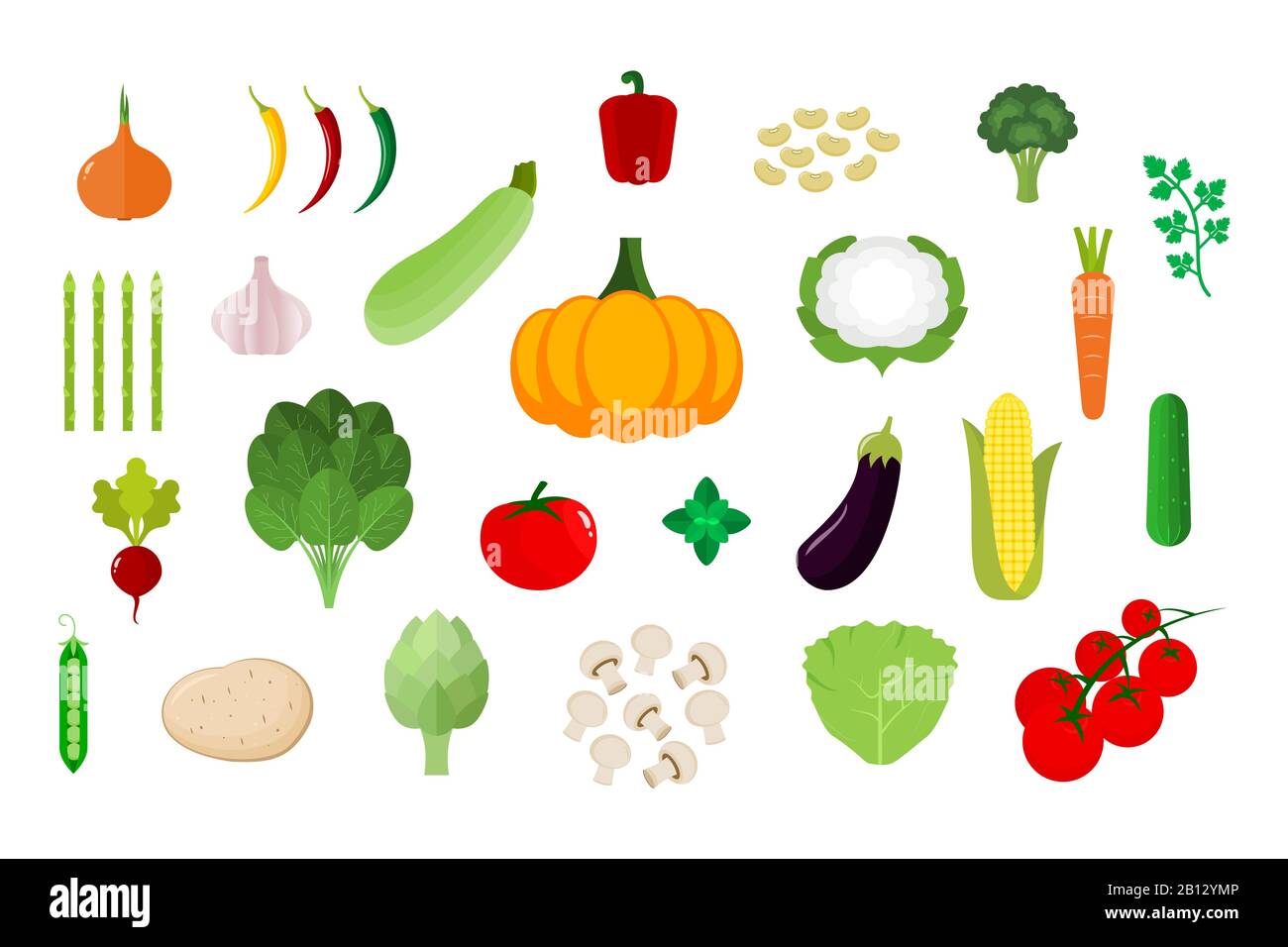 Vegetables set. Different colorful vegetable collection. Fresh farm ...