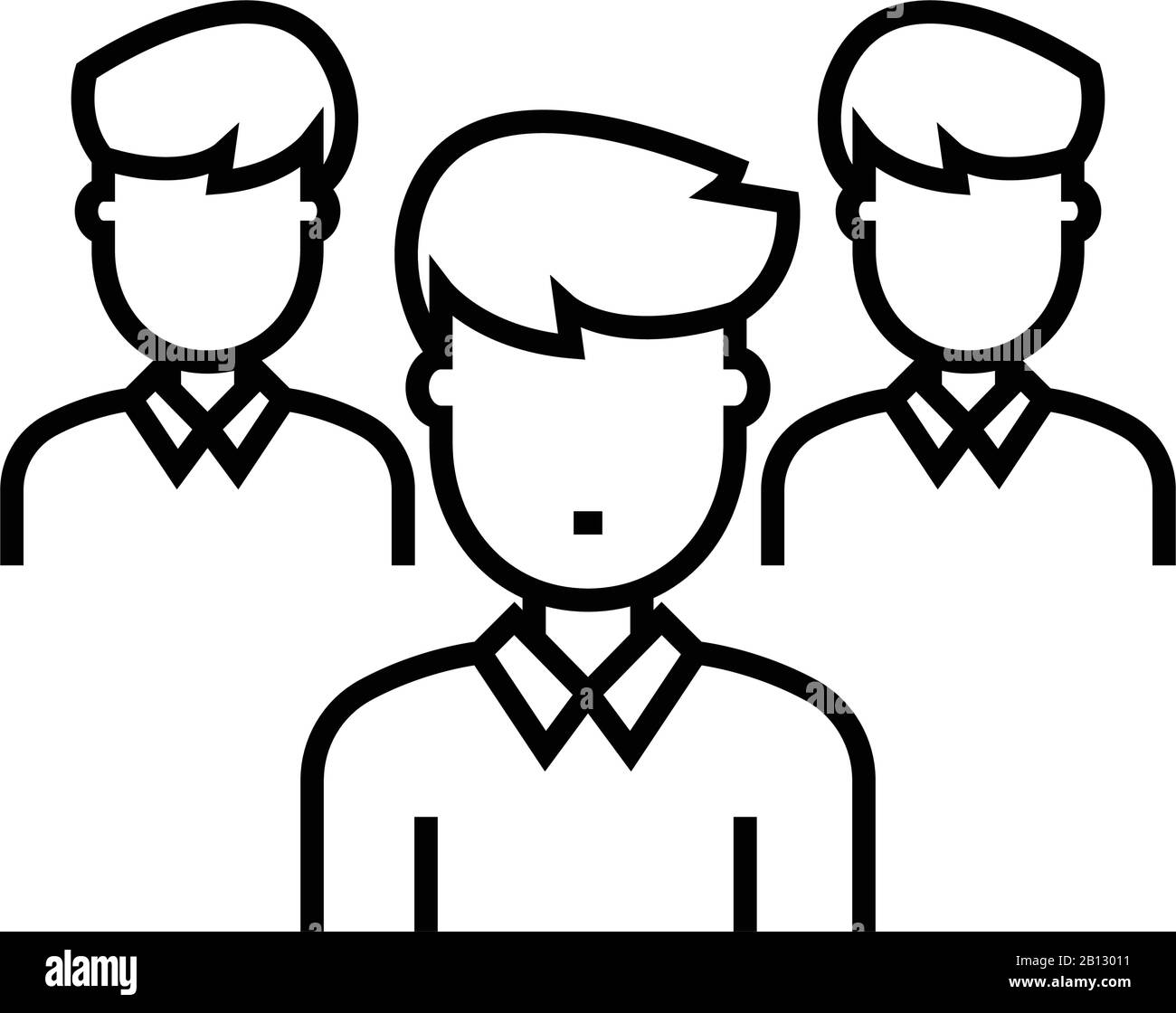 Company managers line icon, concept sign, outline vector illustration ...