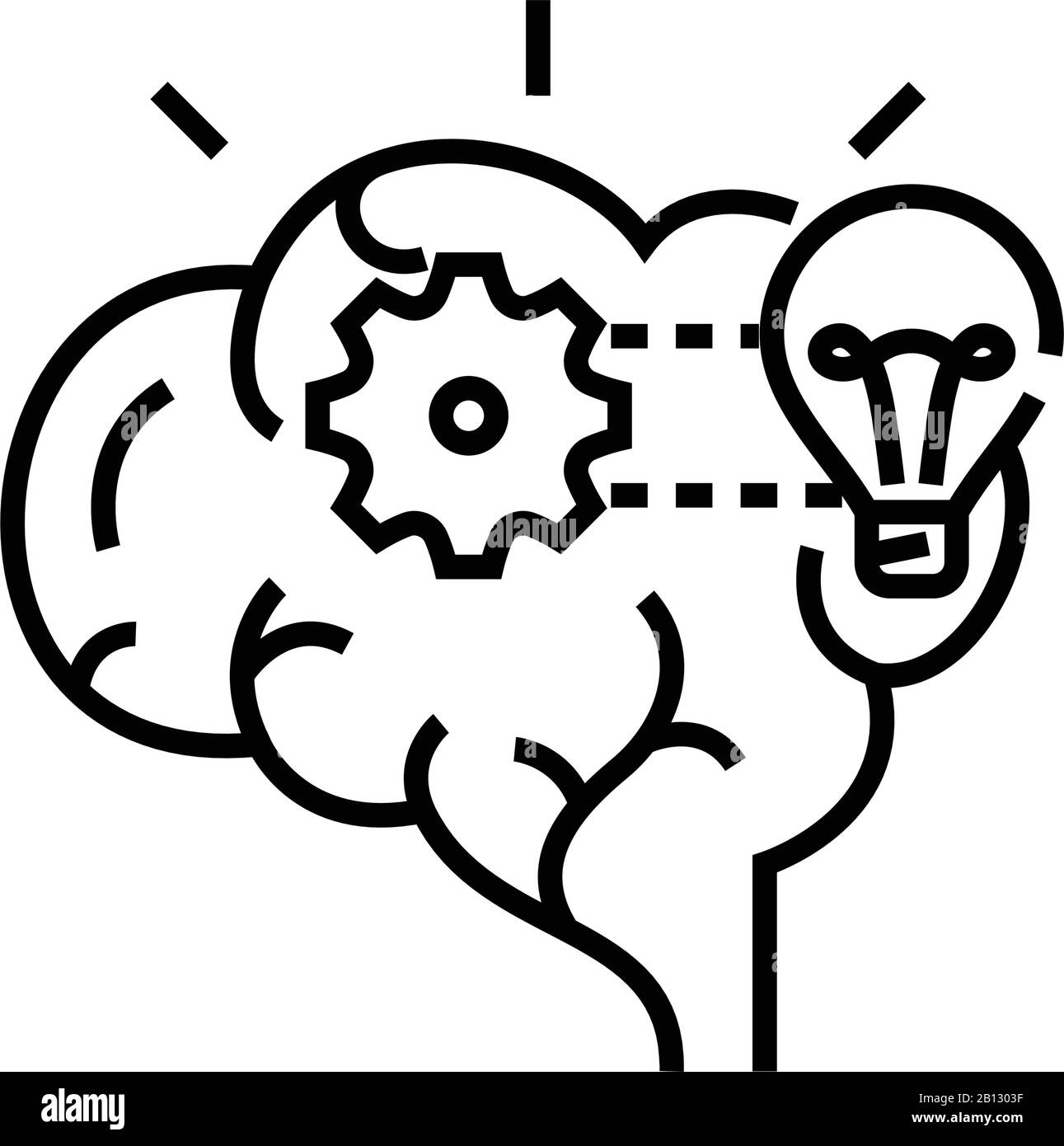 Brain attack line icon, concept sign, outline vector illustration ...