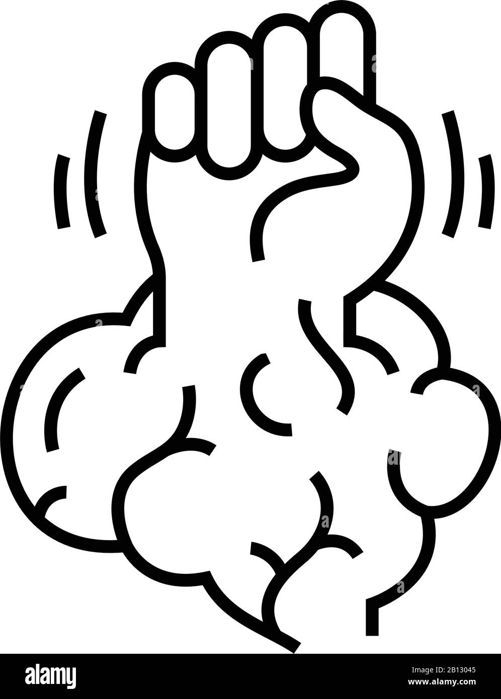Brain power line icon, concept sign, outline vector illustration ...