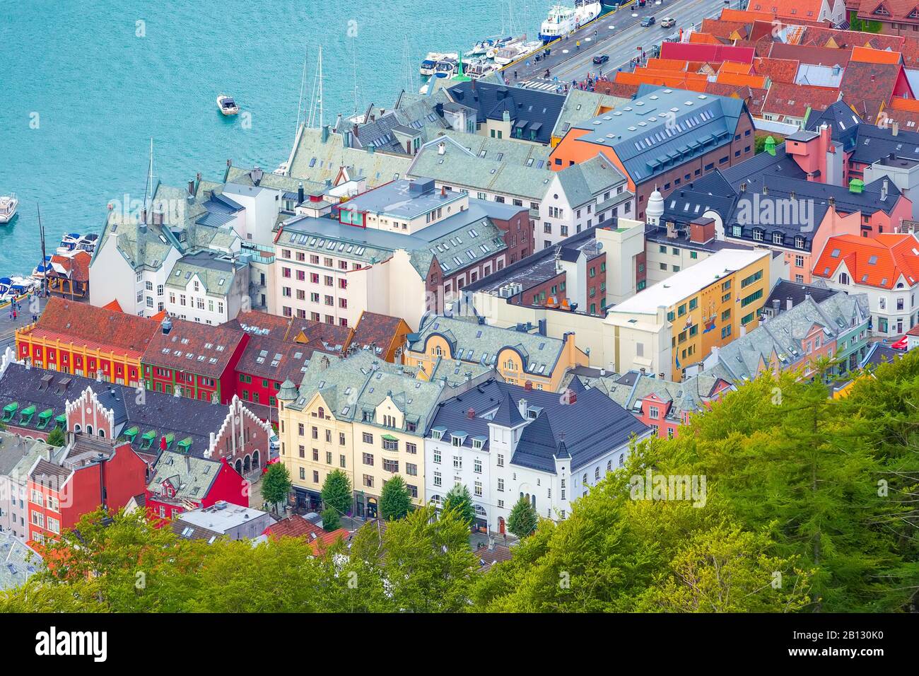 Bergen, Norway cityscape with colorful traditional houses, port and ...