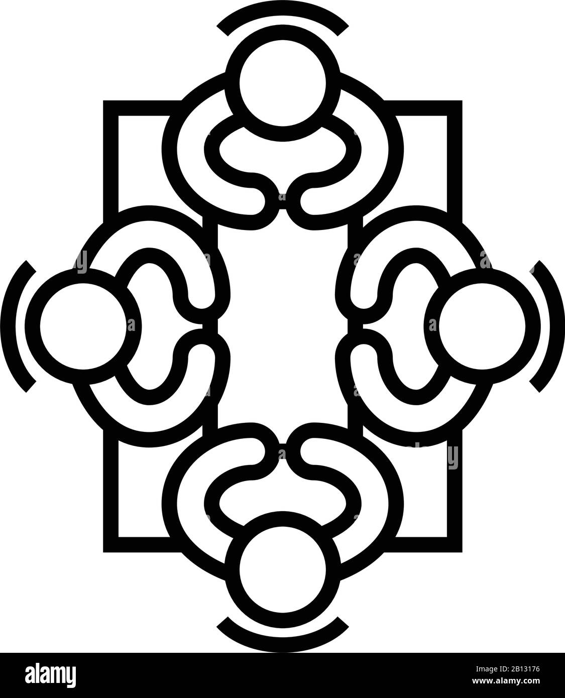 Collective work line icon, concept sign, outline vector illustration ...