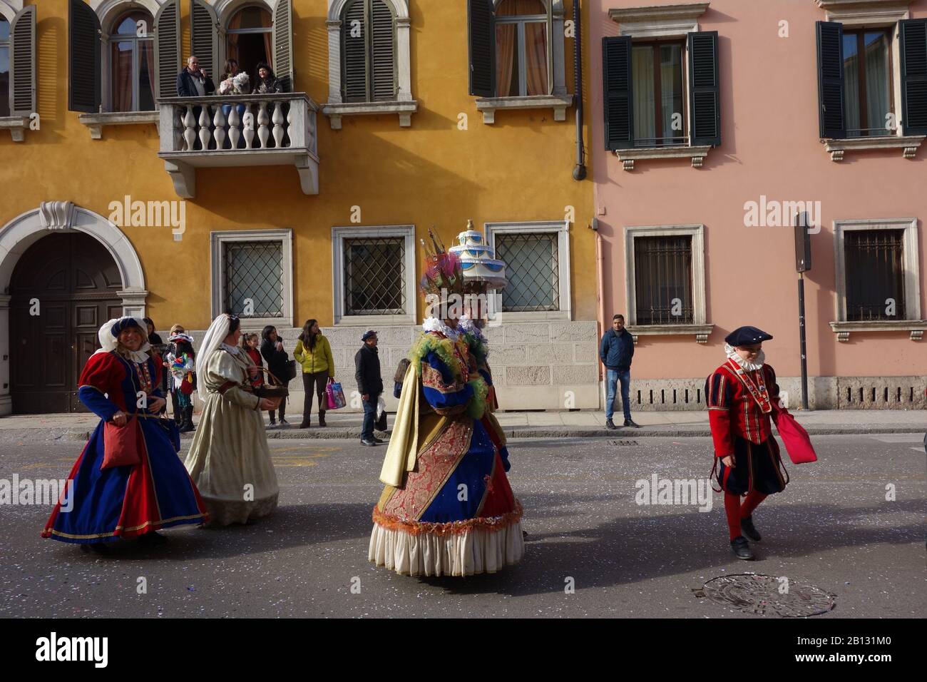 VERONA,ITALY-FEBRUARY 2020: chariots and masks parade during carnival ...