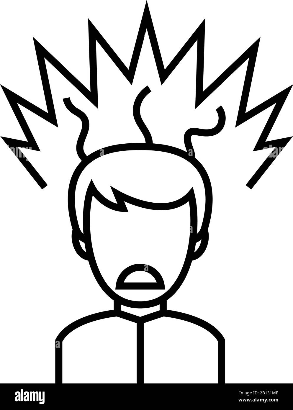 Burning mind line icon, concept sign, outline vector illustration ...