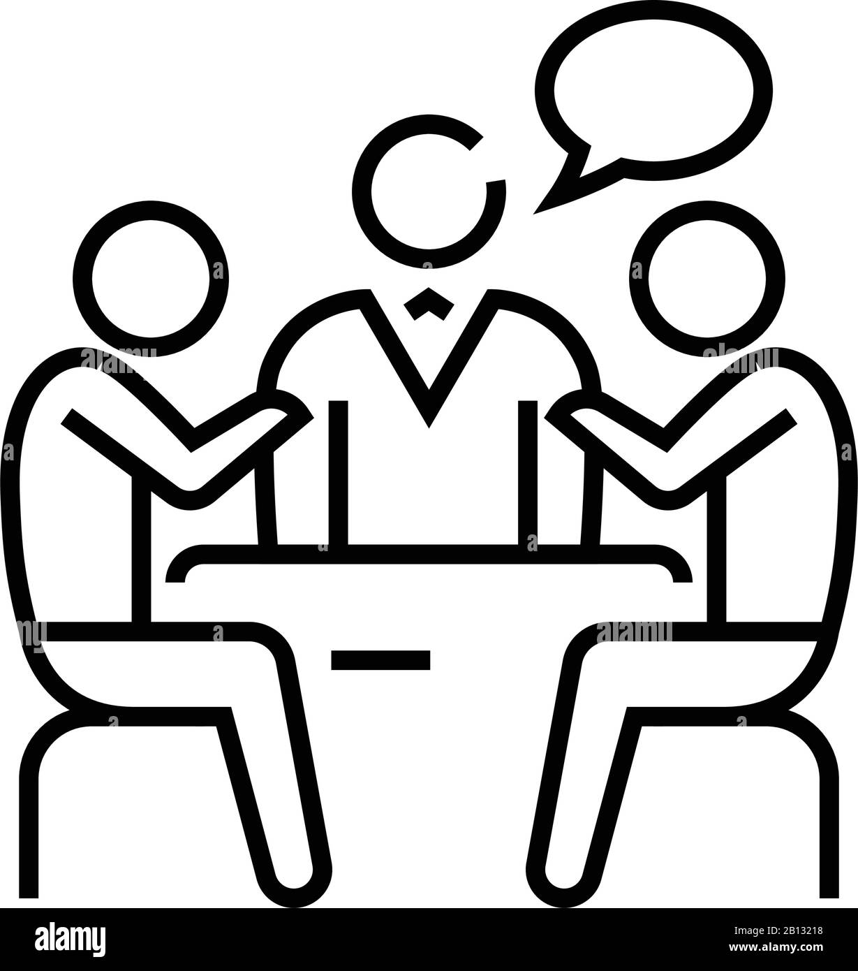 Business talks line icon, concept sign, outline vector illustration ...