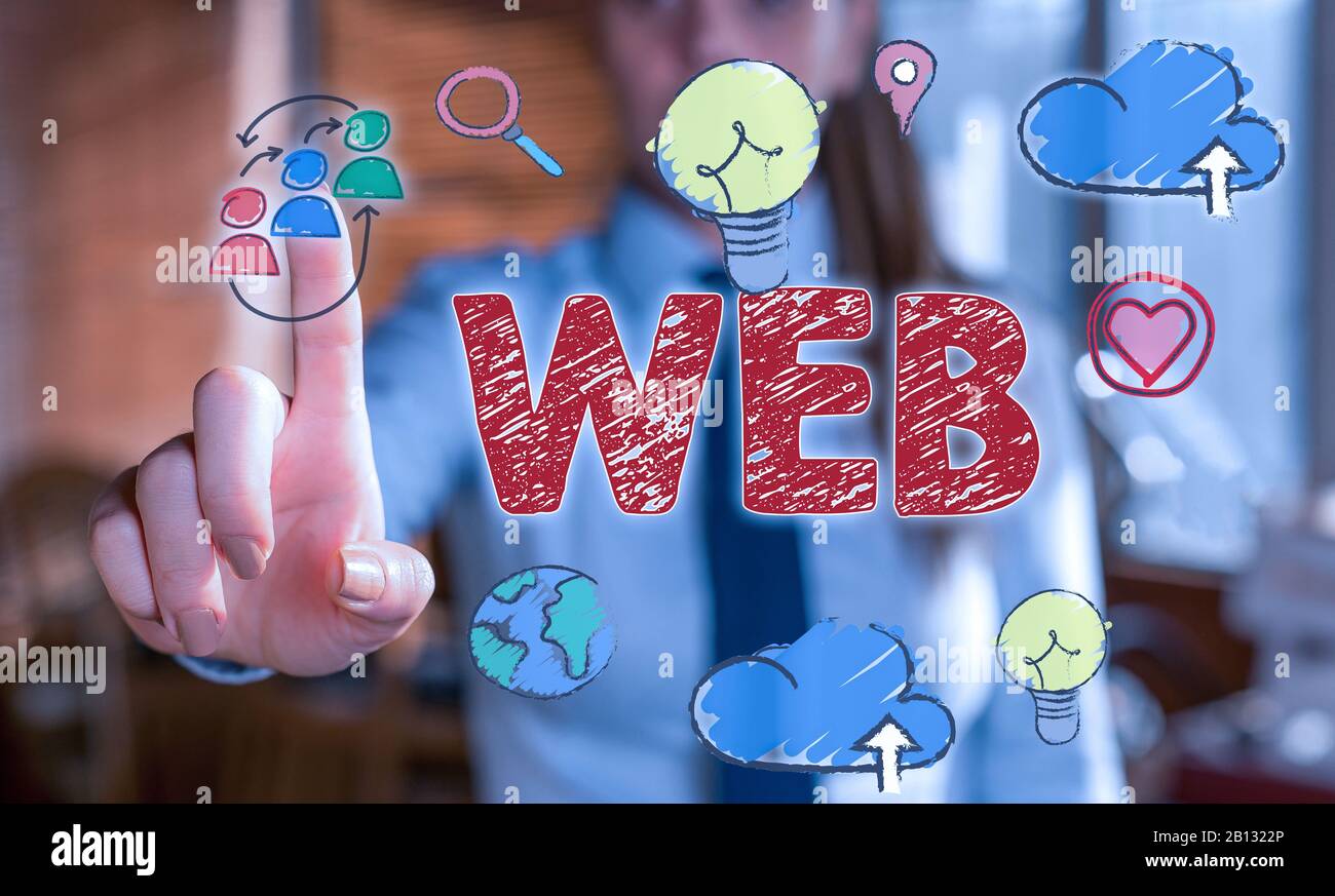 Writing note showing Web. Business concept for a system of Internet ...