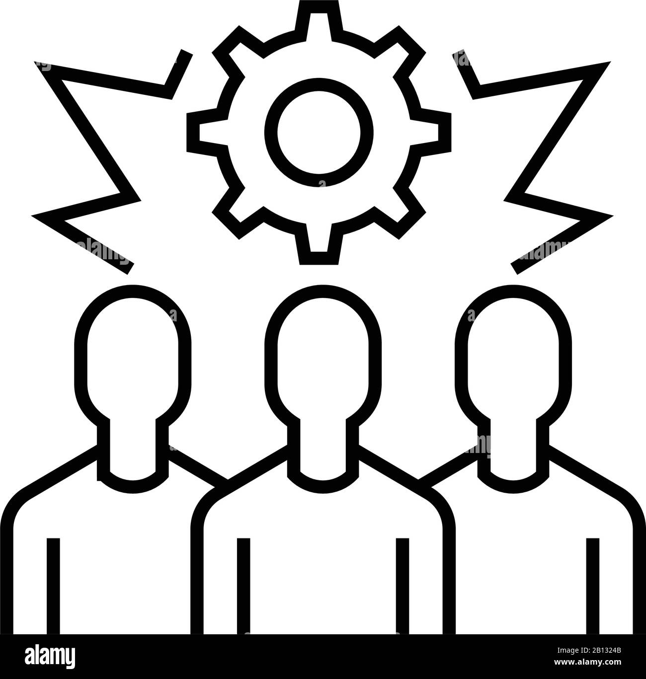 Collective strength line icon, concept sign, outline vector ...