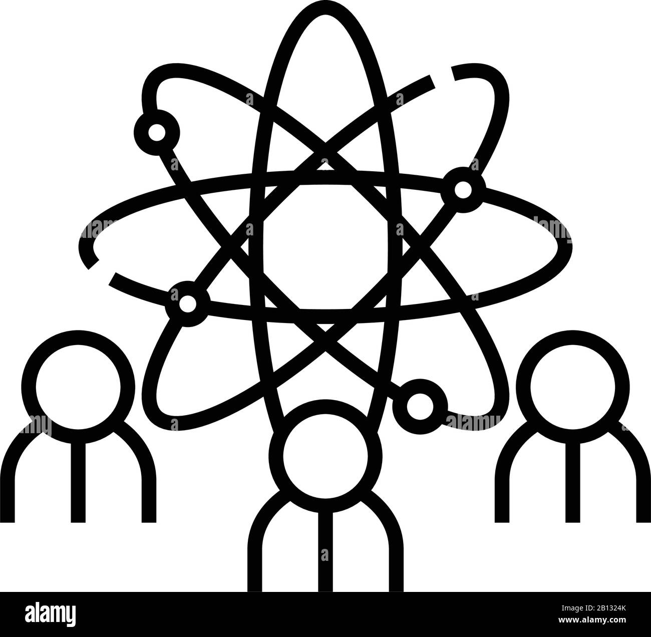 Collaborative links line icon, concept sign, outline vector ...