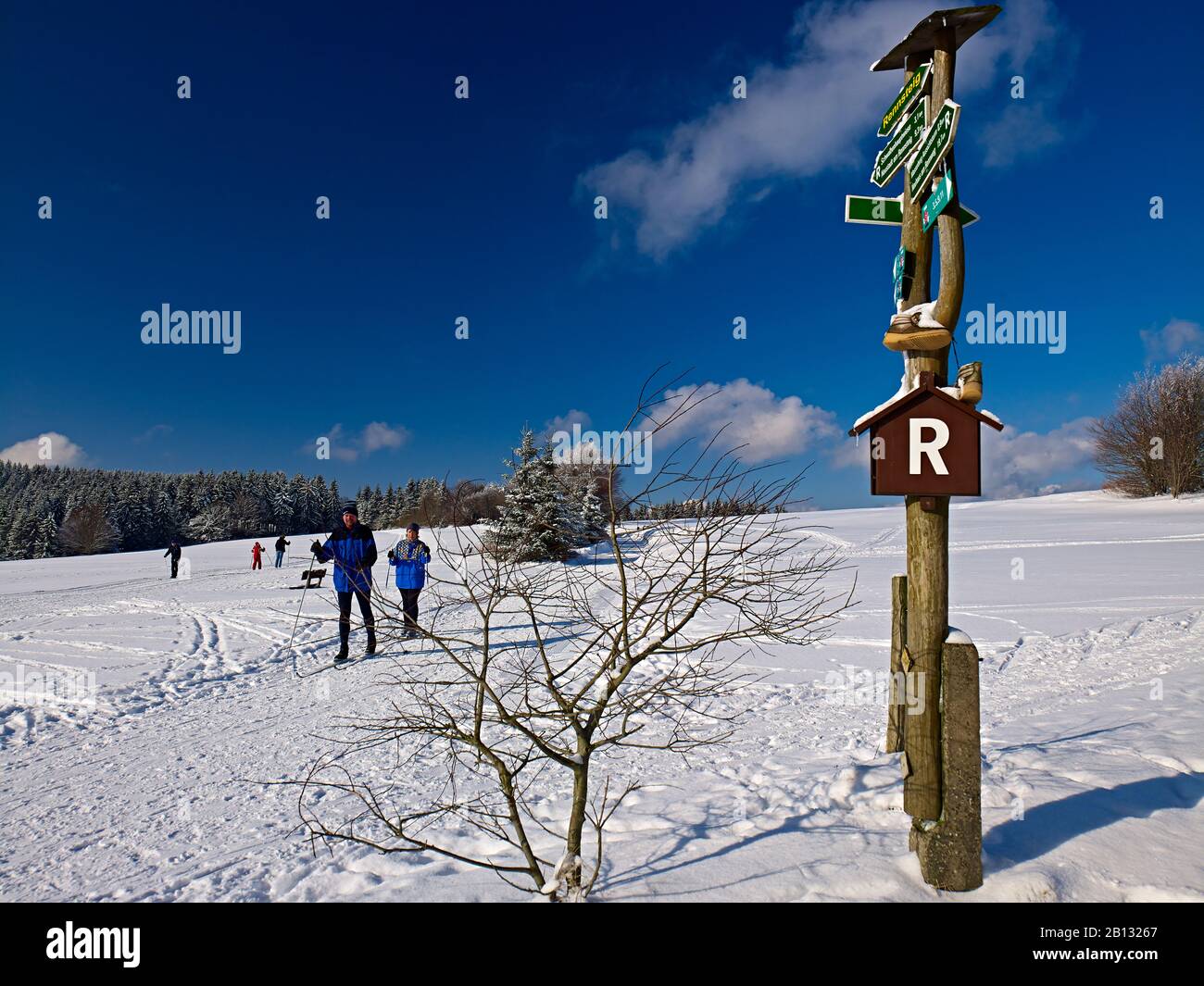 Rennsteig sign near Masserberg,Hildburghausen district,Thuringia ...