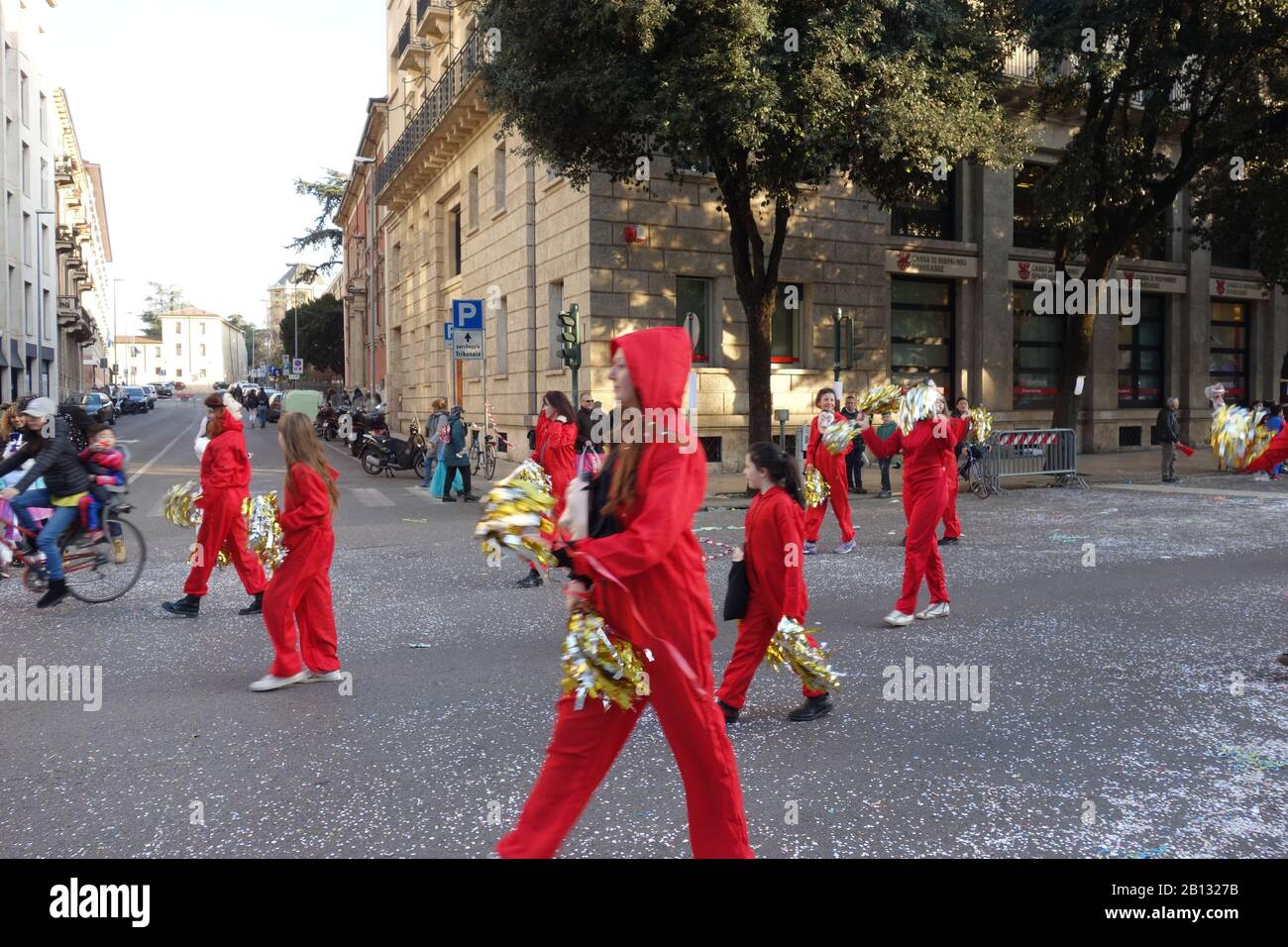 VERONA,ITALY-FEBRUARY 2020: chariots and masks parade during carnival ...