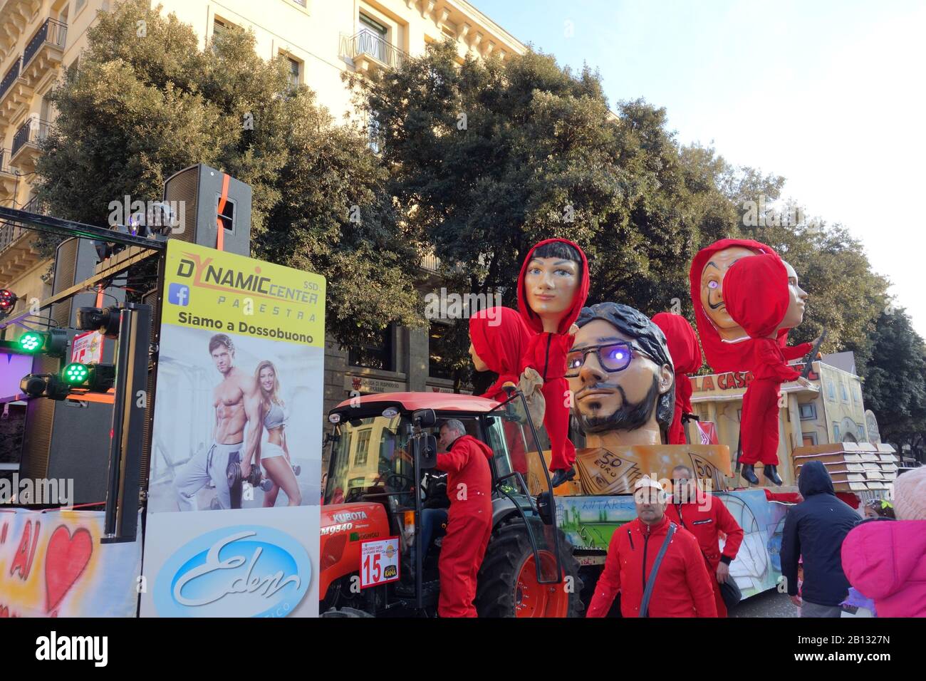 VERONA,ITALY-FEBRUARY 2020: chariots and masks parade during carnival ...