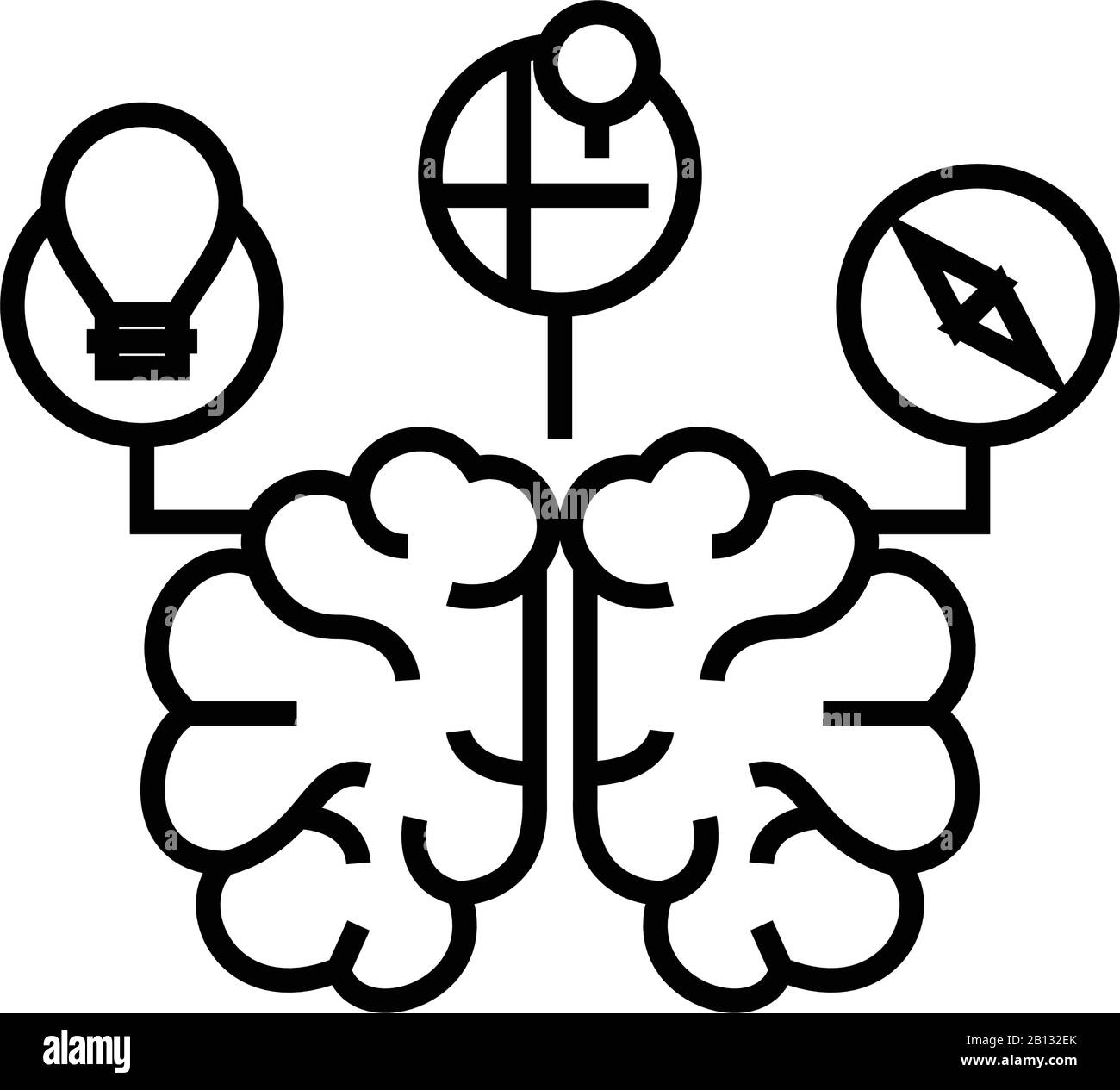 Brain storm line icon, concept sign, outline vector illustration ...