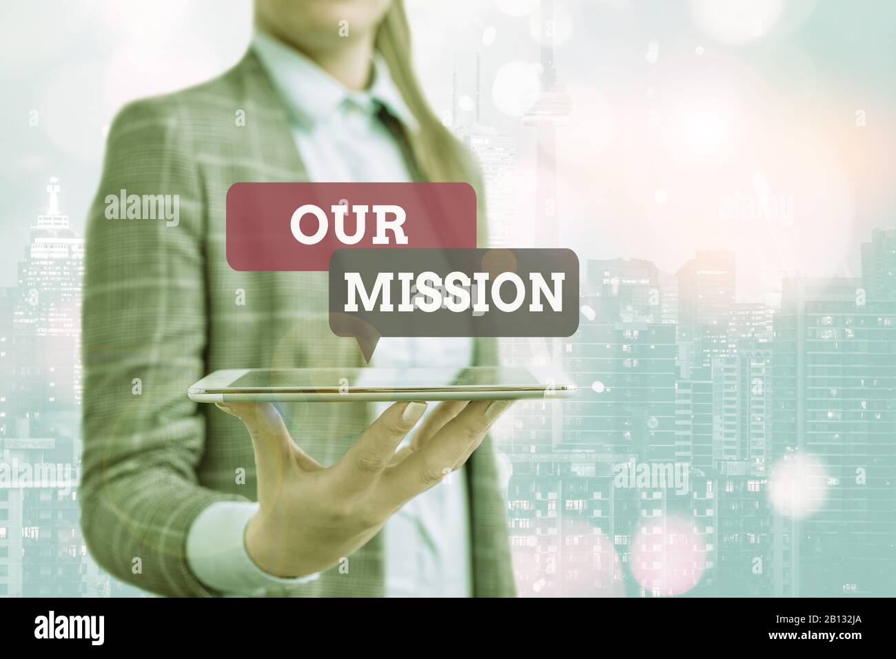 Conceptual hand writing showing Our Mission. Concept meaning A written ...