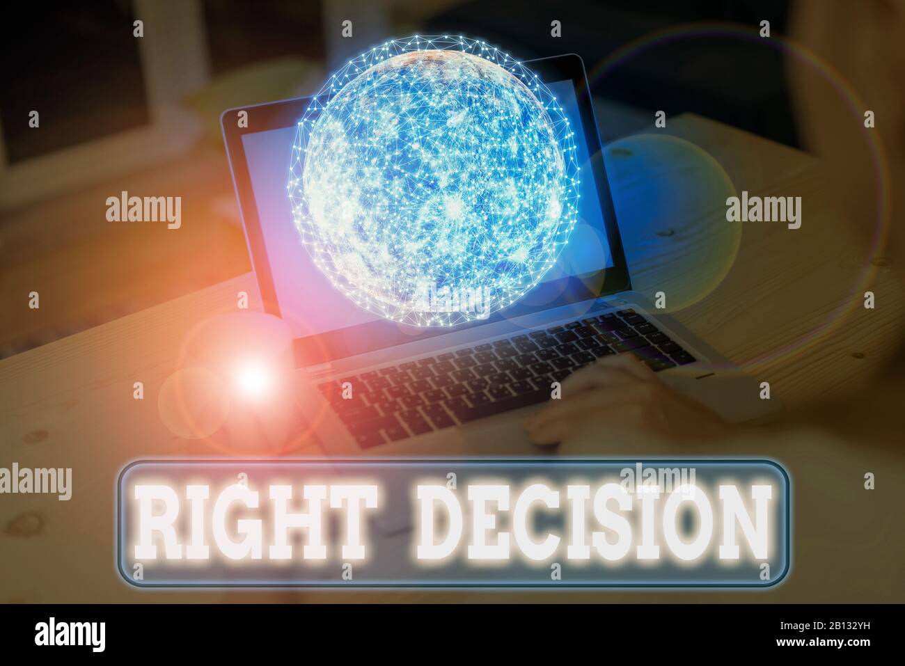 Writing note showing Right Decision. Business concept for making good ...
